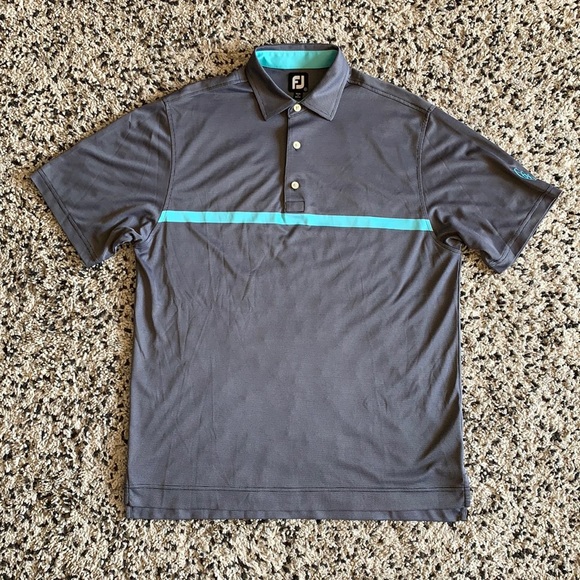 FootJoy | Shirts | Footjoy Mens Short Sleeve Grey Golf Shirt Blue ...